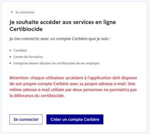 Application Certibiocide : inscription simplifiée